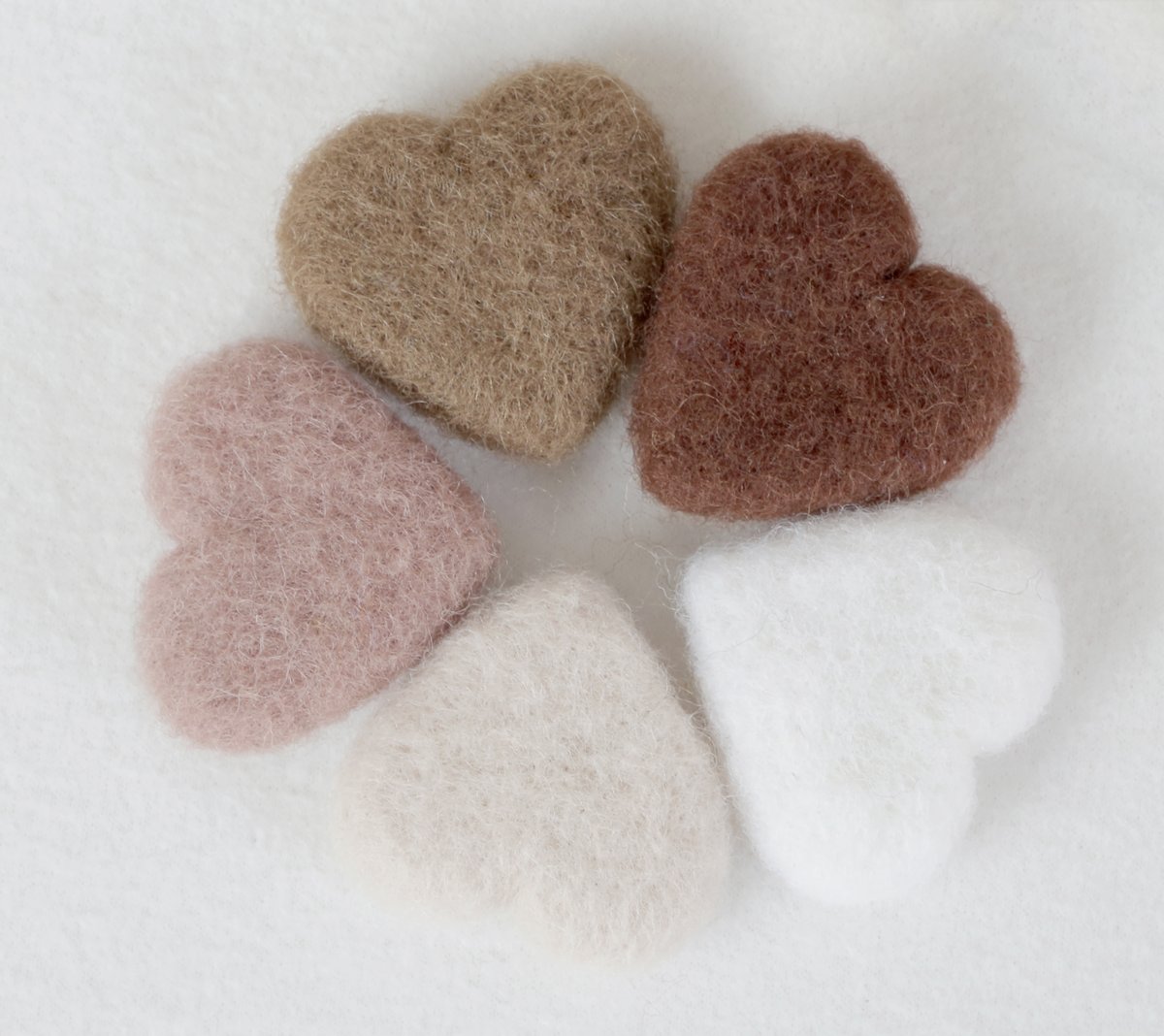 Felted Hearts - Neutral Shades (5) | Aless Newborn Props Shop