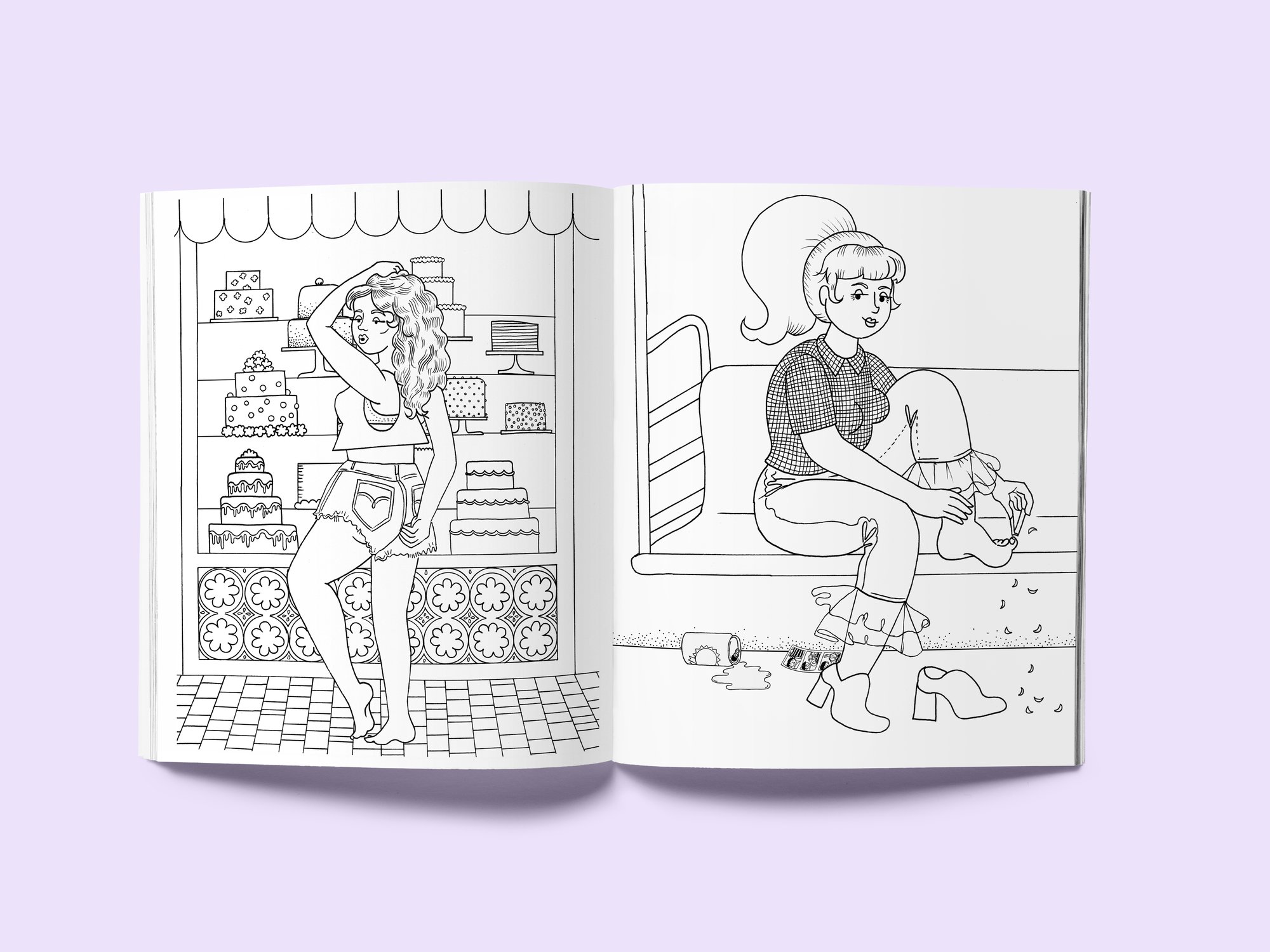 girl drawing coloring book