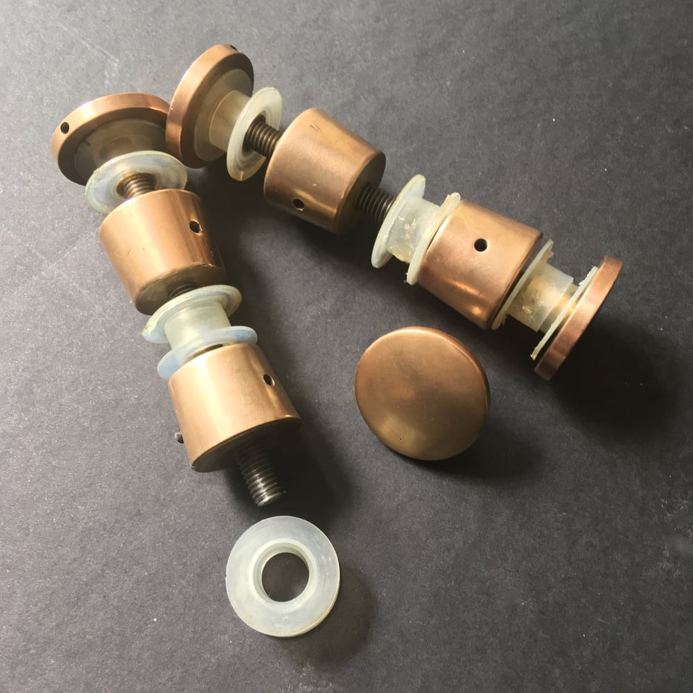 French Amber Glass Handles with Brass Fixings | Matt Mitchell
