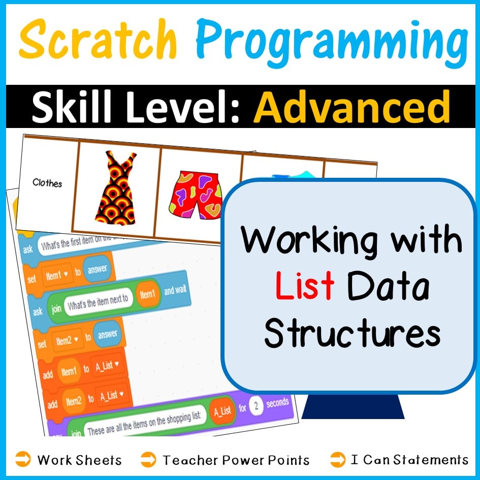 Scratch Programming Working With Lists Skill Level Advanced Distance Learning Computer