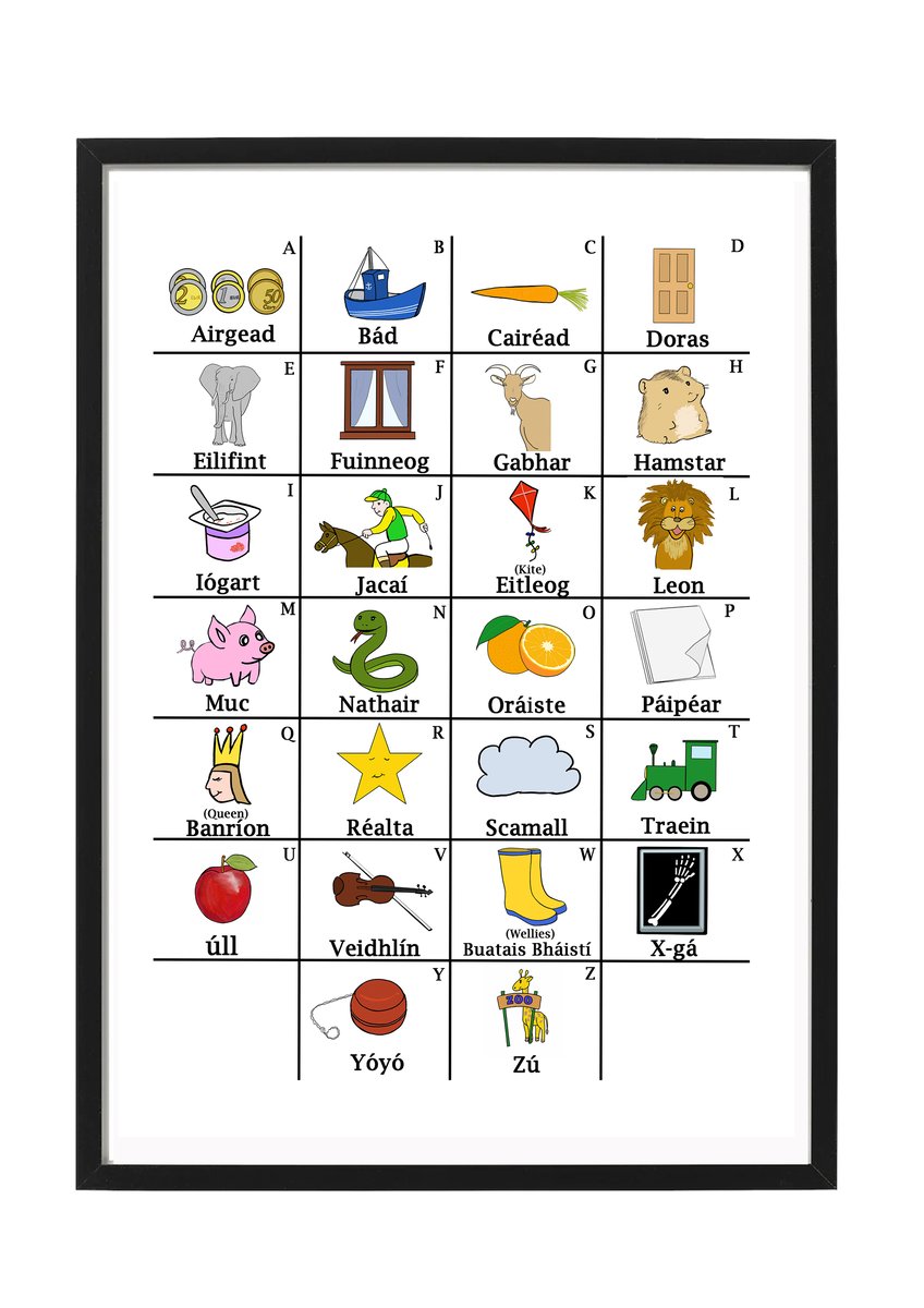 Irish Alphabet A4 Framed | Fingerdoodles