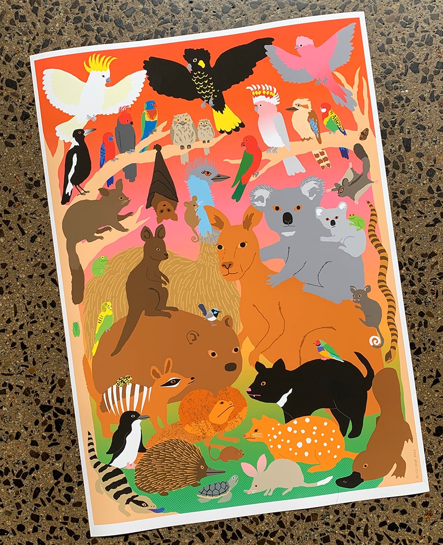 Australian Fauna - bushfire relief poster | Alice Oehr's Shop
