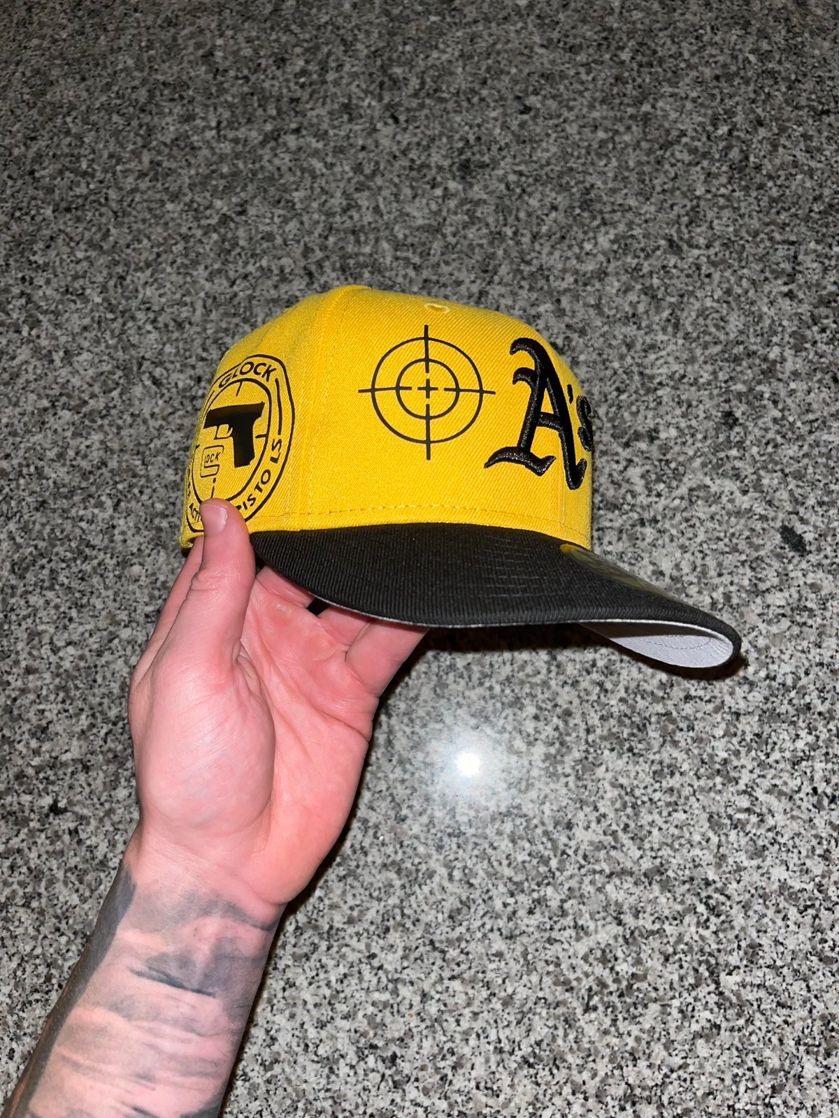GLOCK FANS OAKLAND ATHLETICS CUSTOM FITTED CAP | WORLDWIDE RANK LLC