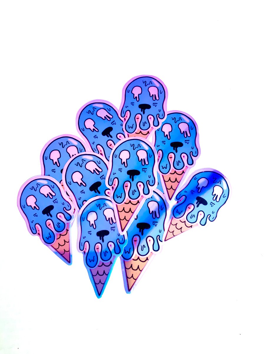 Blue Drip Ice Cream Sticker | DomiJay Art