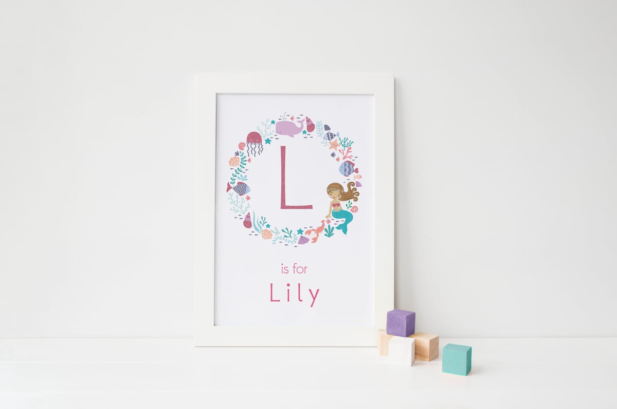 Personalised Initial Print - Mermaid | Ellame and Co
