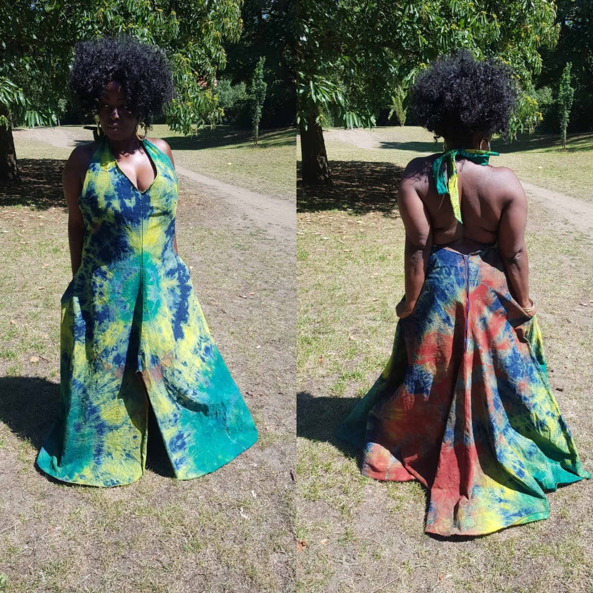 Denim Handmade Tye-Dye Maxi Dresses (1) | Pebbles Wearable