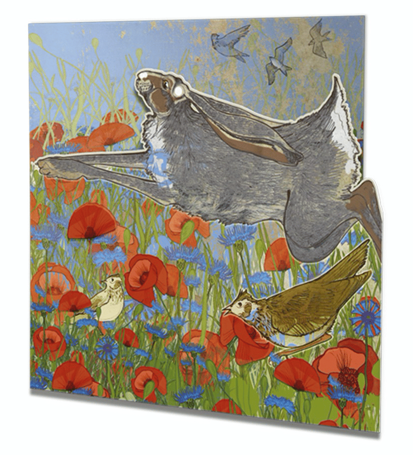 Meadow Hare - Die-cut Greetings card | Shelly Perkins Wildlife Art