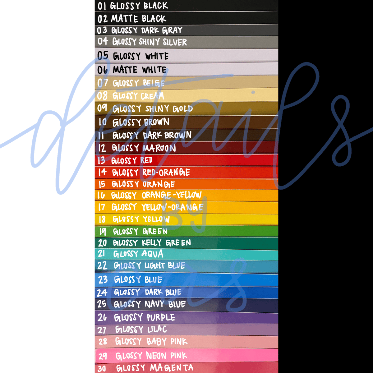 VINYL COLOR OPTIONS | Details By Cas