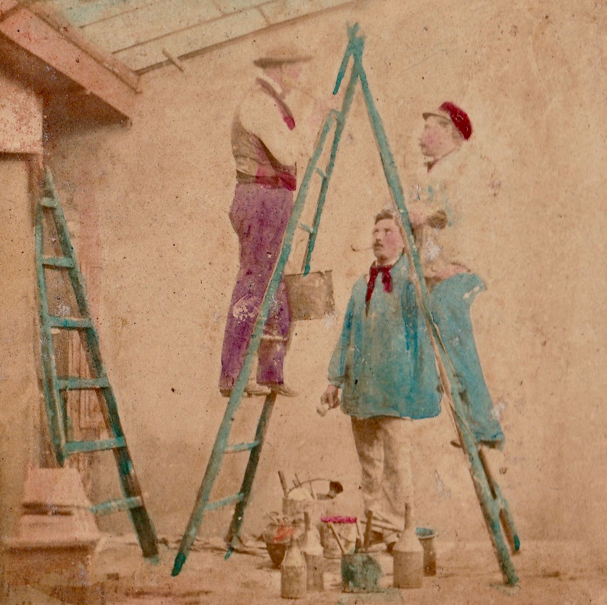 Anonymous: painting the skylight studio, ca. 1860 | Bazar Nadar