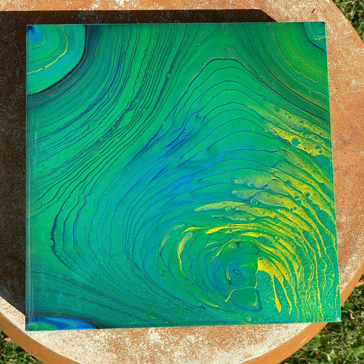 “Green Flux” Fluid Painting | Pourin.Lauren