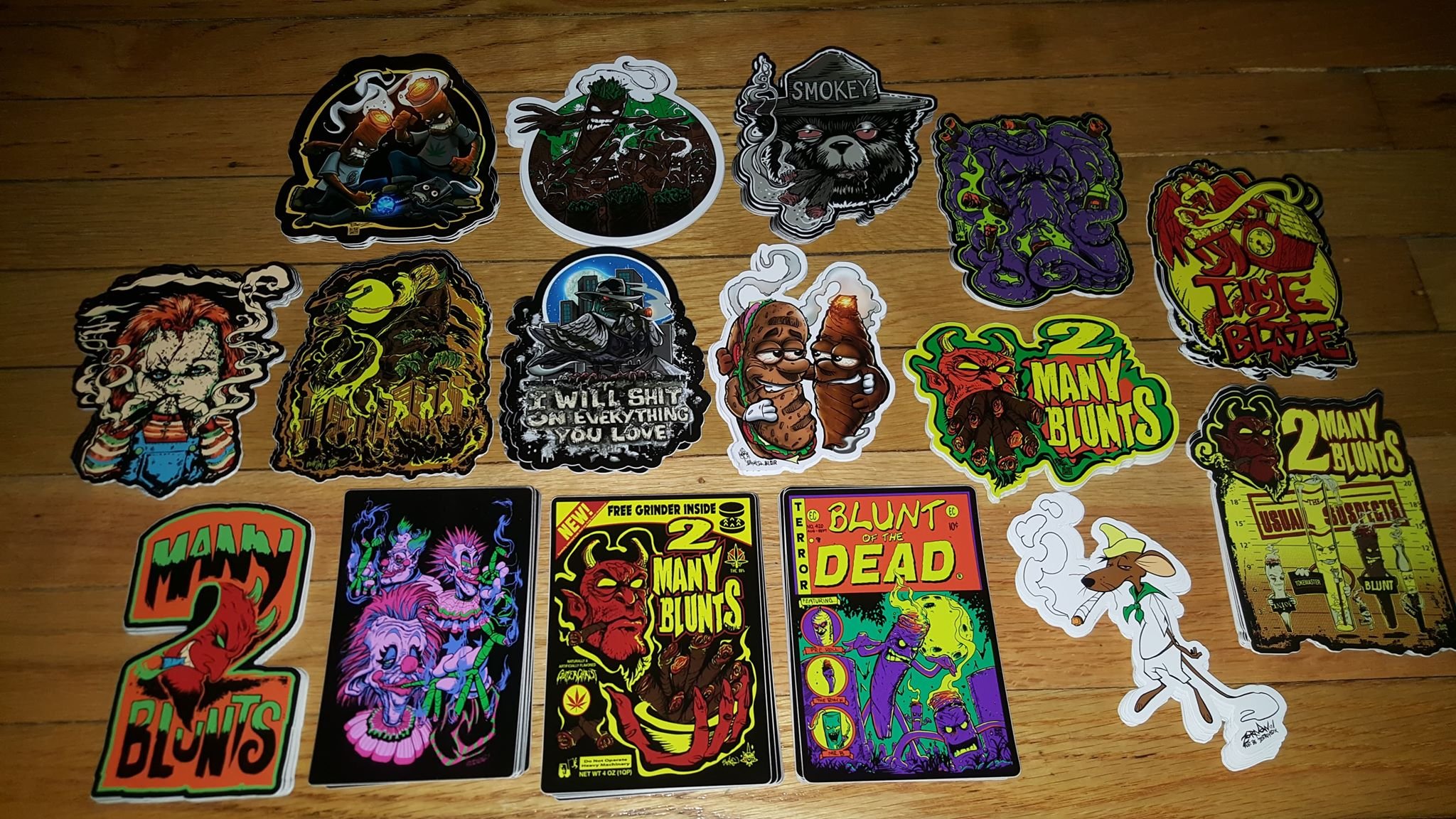 2 MANY BLUNTS STICKERS | GUTTER CHRIST PRODUCTIONS