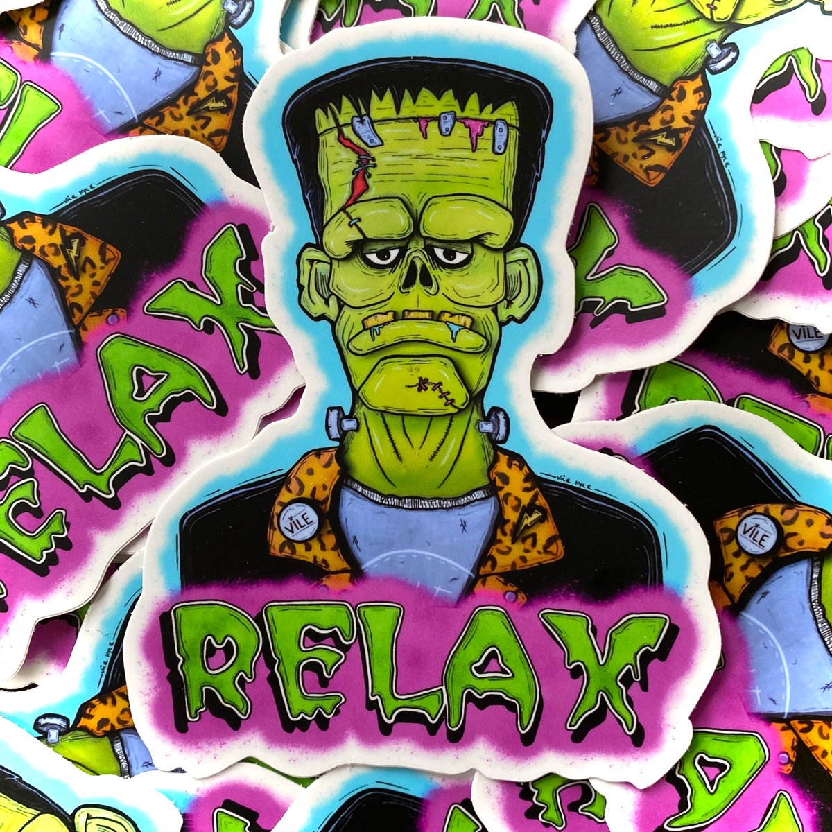 Holographic VILE Skull Sticker | Art by VILE KYLE