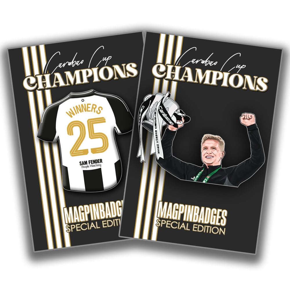CHAMPIONS Double Pack - Winners Shirt & Eddie Howe | magpinbadges