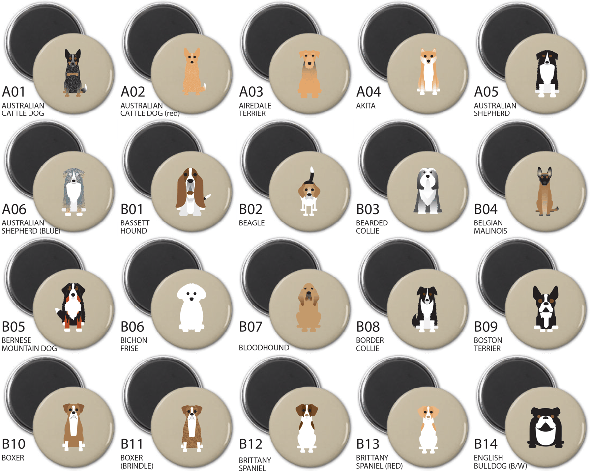 Simply Dogs Round Magnet Sets A-N Breeds | marcartshop