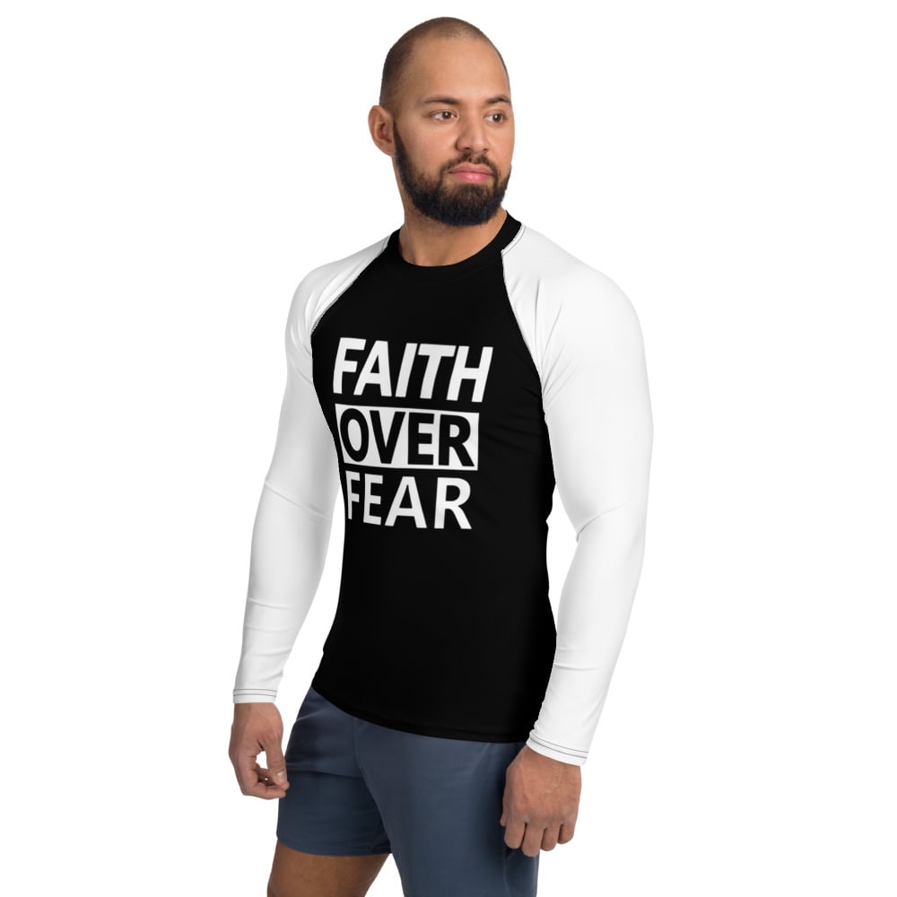 Faith Over Fear Black White Rash Guard | Reformed By Iron
