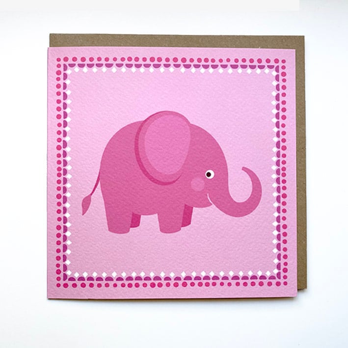 Pink Elephant Card | Little Prints Charming