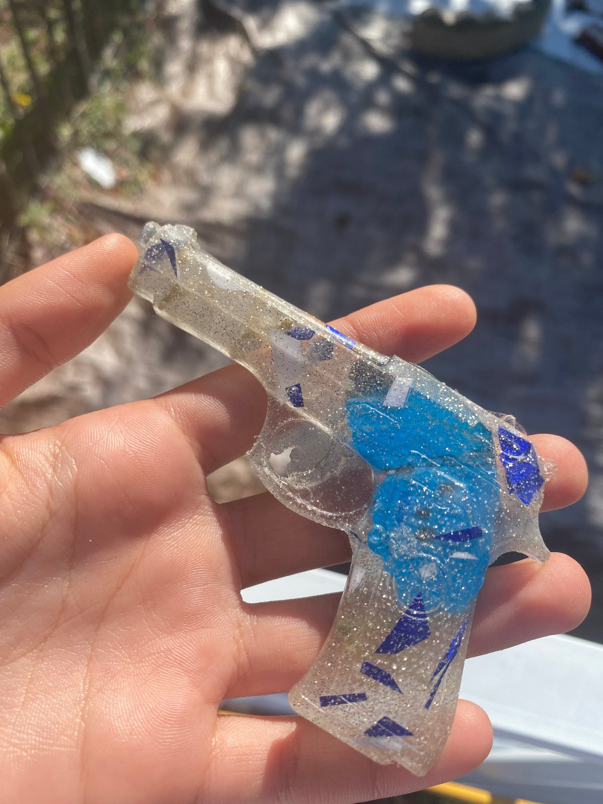 Ocean Blue Glitter Resin Gun Art Objects Art & Collectibles etna.com.pe