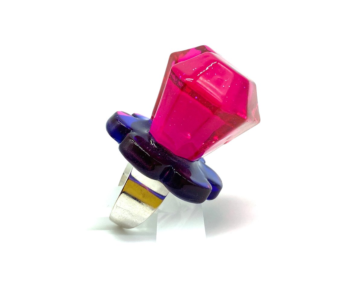 Heart Pop Candy Ring Fuchsia Blue | Cicely Margo