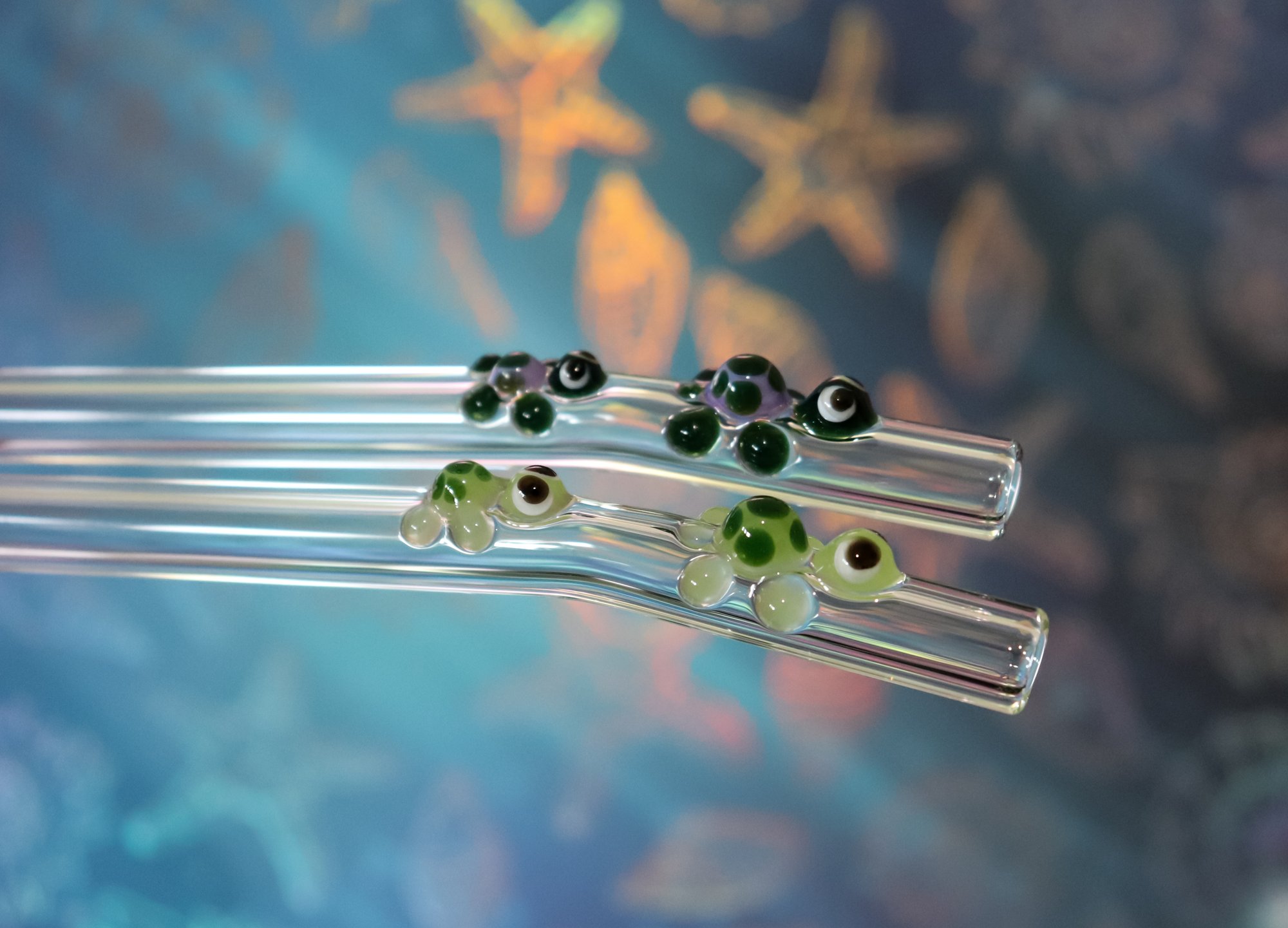 Mama and Baby Turtle Glass Drinking Straws | Bow Valley Straws