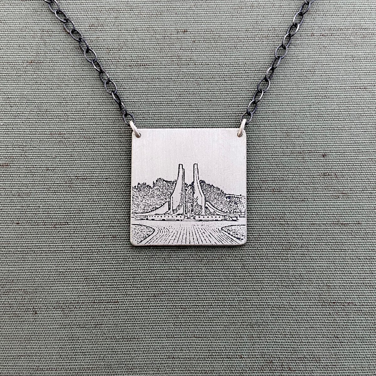 Sterling Silver Purdue Engineering Fountain Necklace | Lisa Hopkins Design