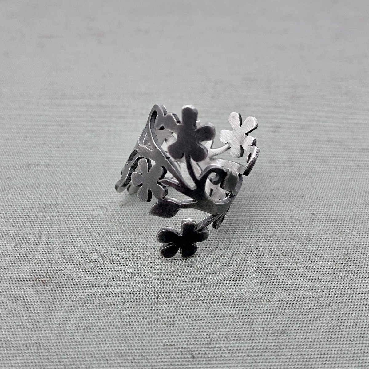 Oxidized Silver Floral Branch Ring | Lisa Hopkins Design