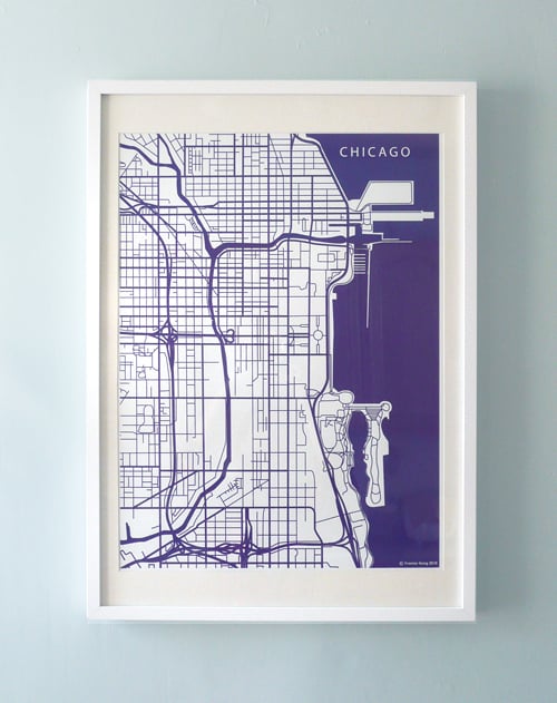 The Harbinger Co. — Blue Silk-Screen Printed Map of Chicago
