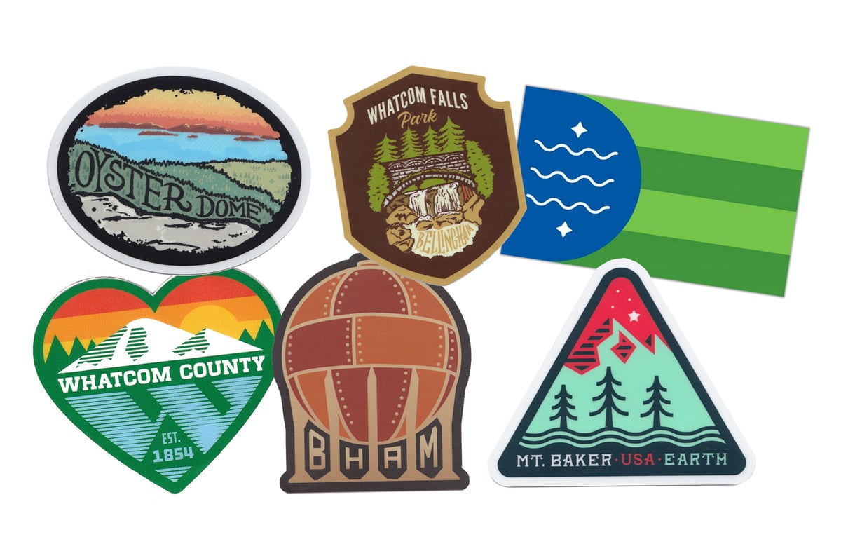 Bellingham Flag — Northwest Washington Sticker 6-Pack