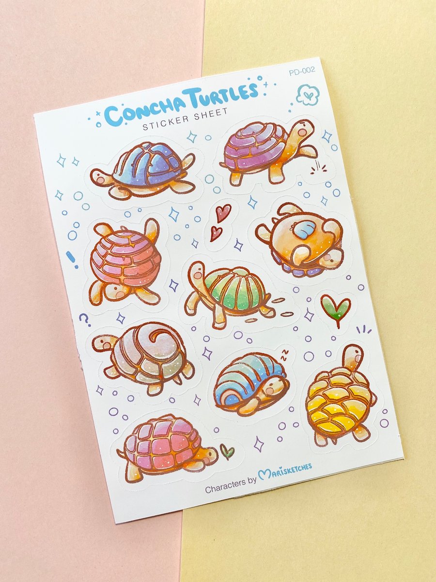 Concha Turtle Sticker Sheet | JellyMoon Press