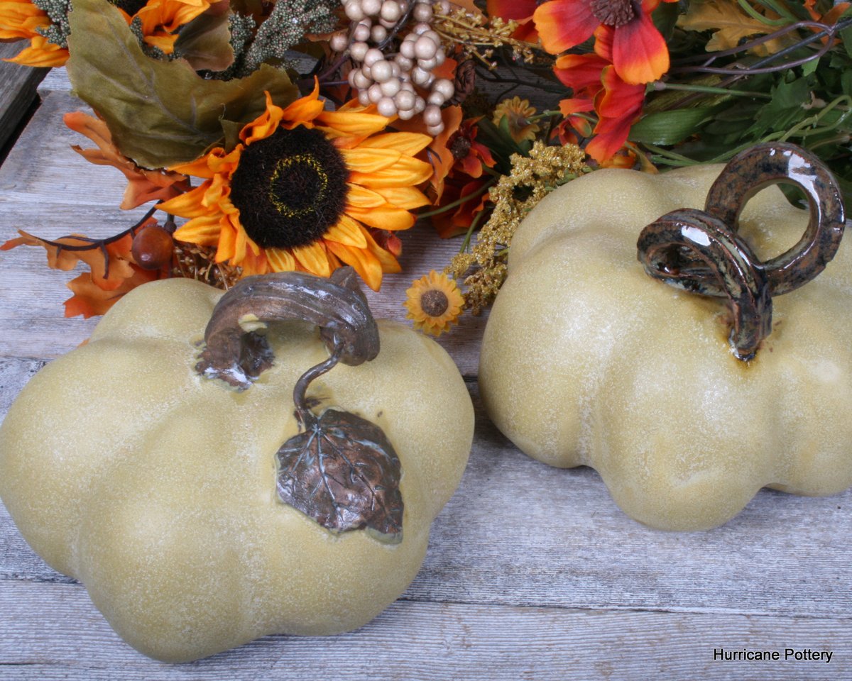 One Golden Yellow Pumpkin, Hand Sculpted Ceramic Pottery for Fall ...