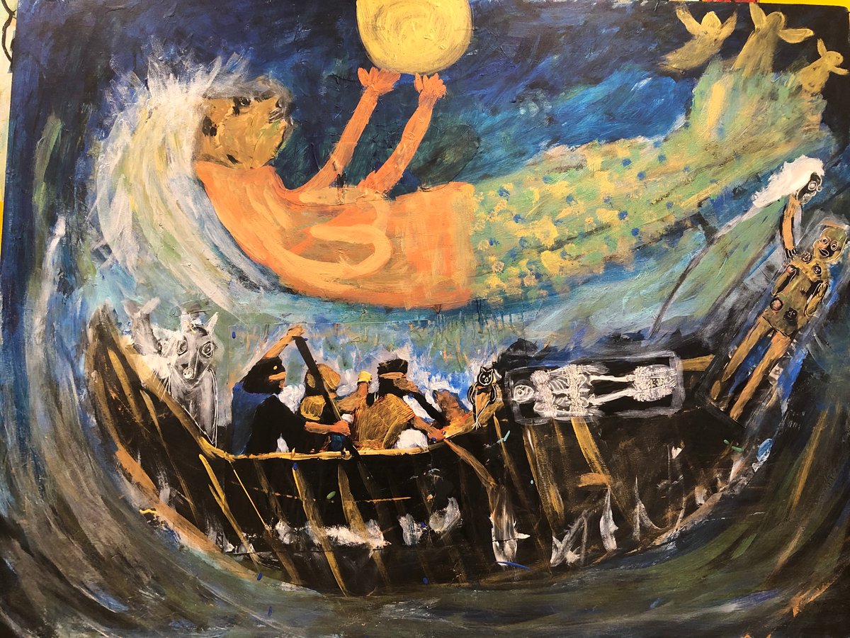 Spirit Boat Sails Again & Again | Bonewoman Outsider Art by Reda Rackley