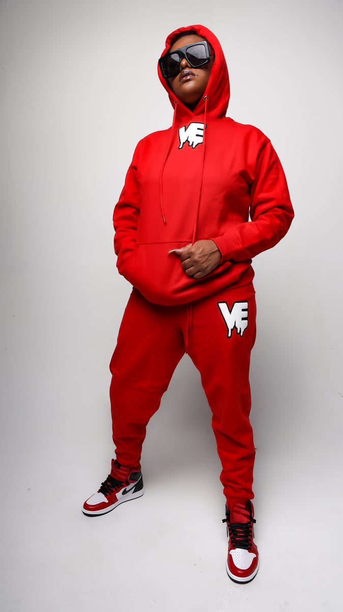 Red Unisex “In The Middle” Drip Patch Sweatsuit | Vintage Extinction