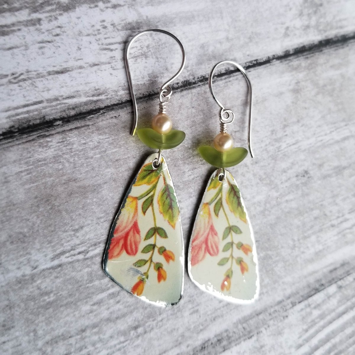 Coral Bell Flower Pottery Shard Earrings | Fresh Designs