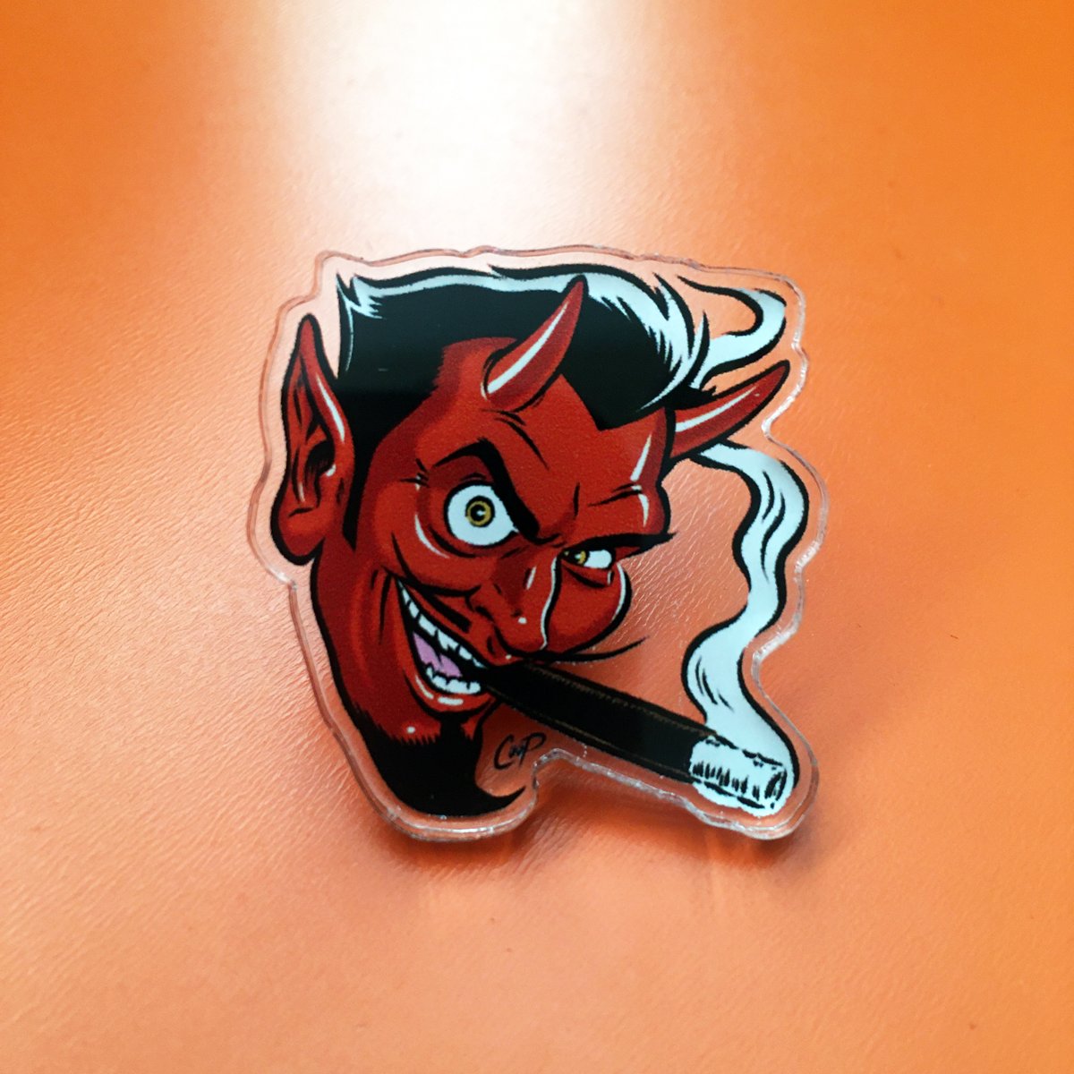 SMOKING DEVIL Acrylic Pin | The Art Of Coop