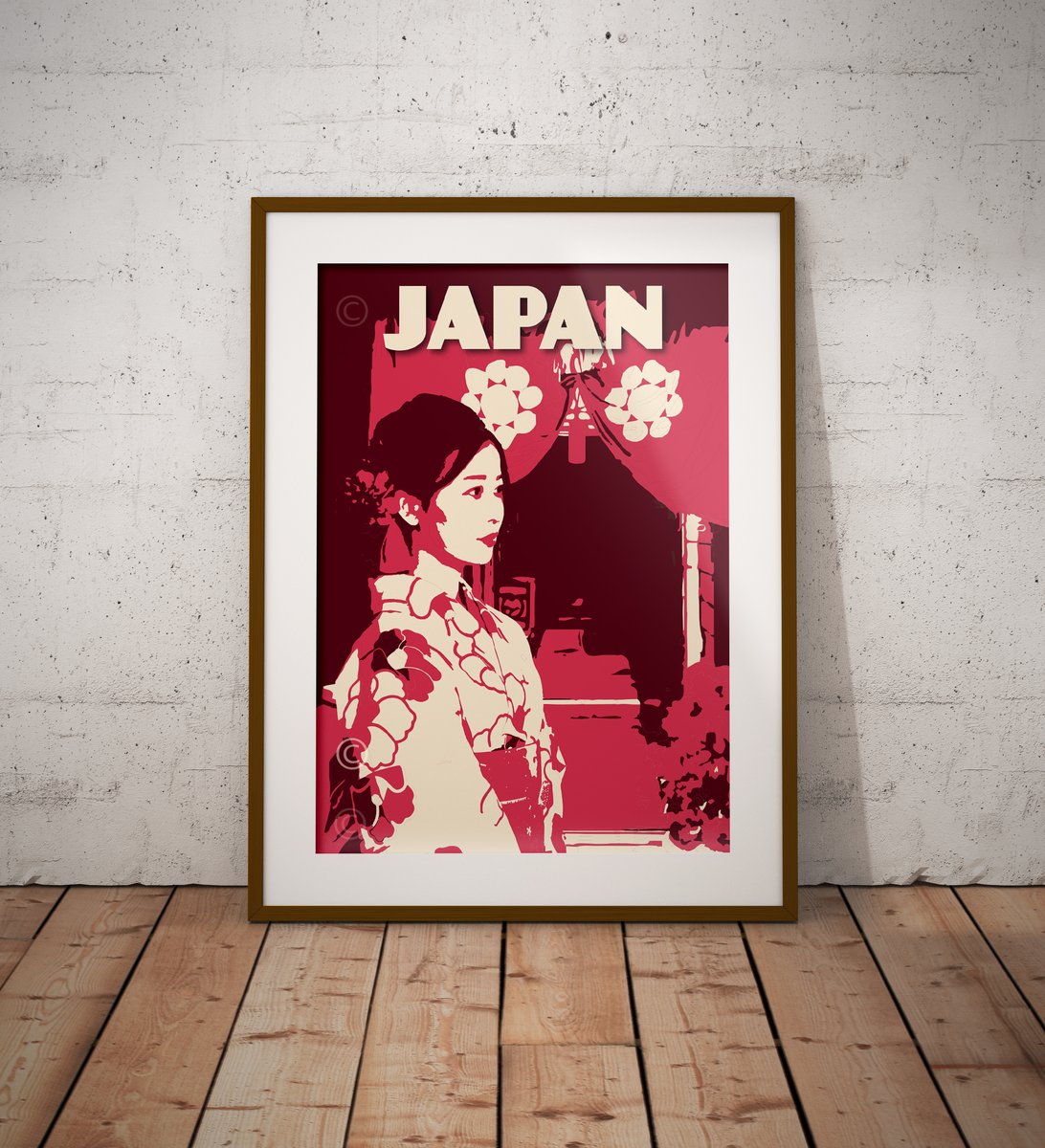 Japan Print | Women in Kimono | Vintage Poster | Travel Poster | Gift ...