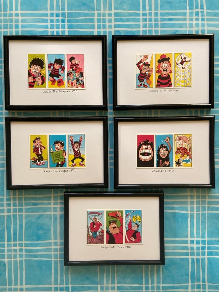 The Dandy Beano Collection c 1990, framed vintage cards | Lorna Kyle