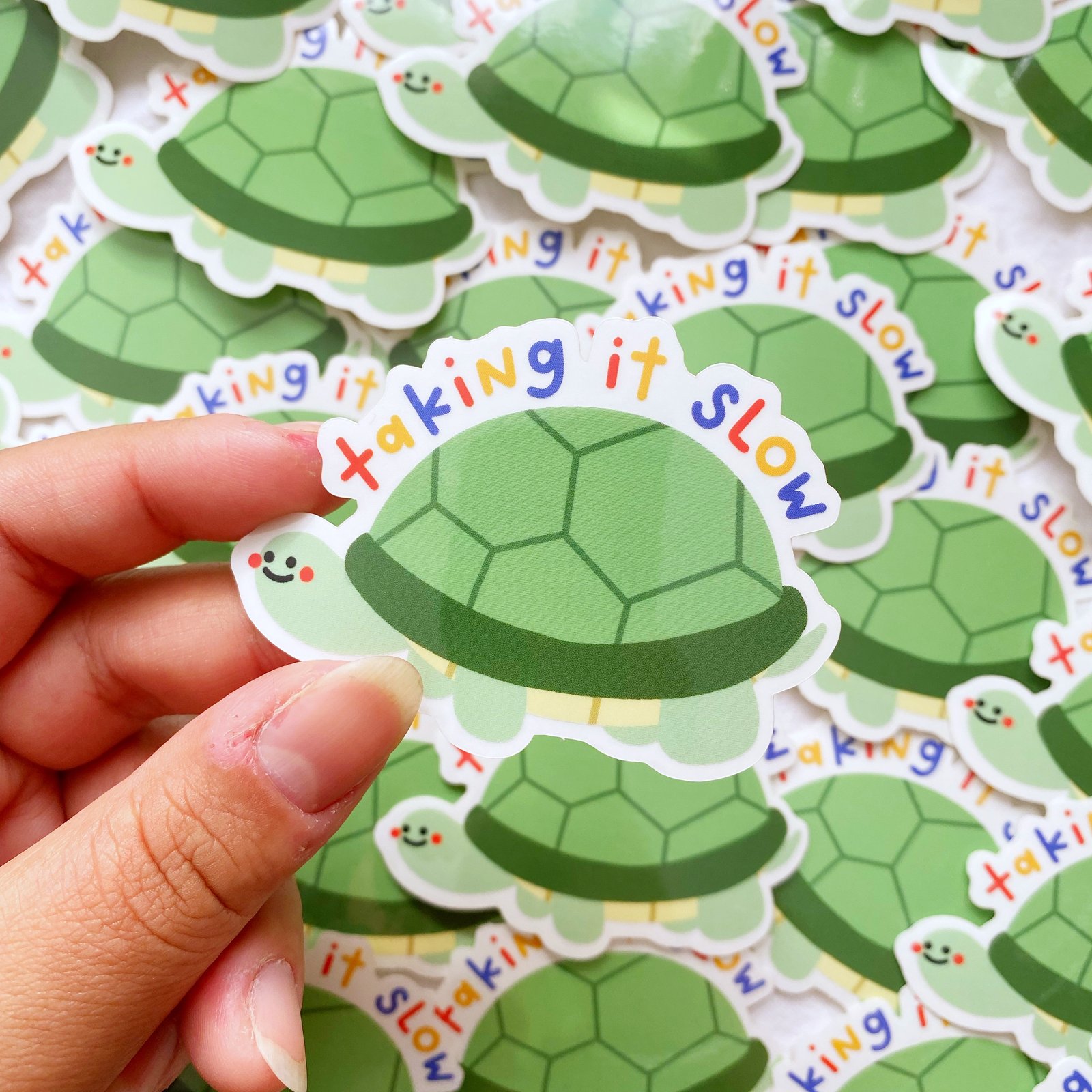 “Taking it slow” turtle clear vinyl sticker | Ashionery