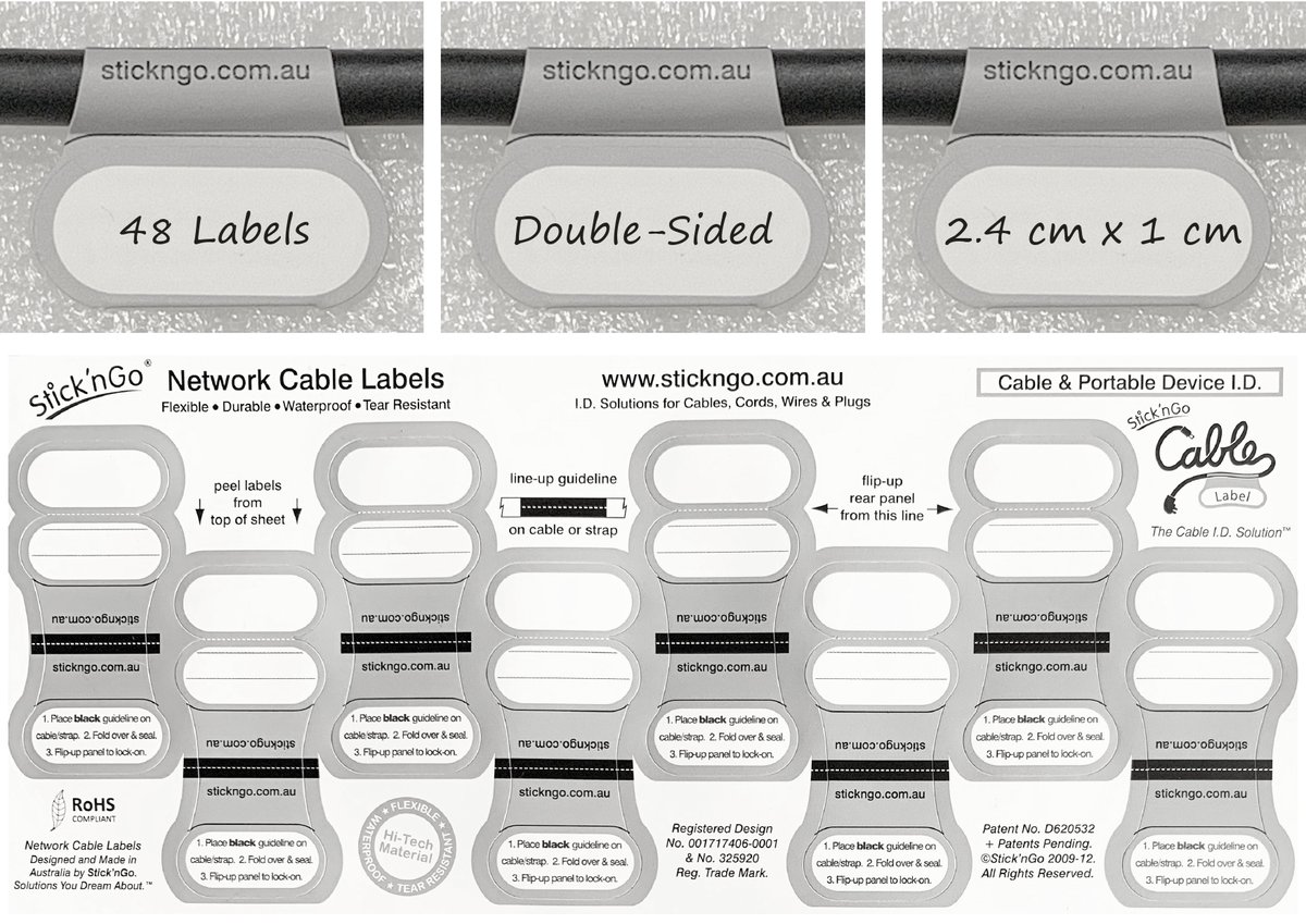 Cable Labels - SMALL (for network & device cables) | stick'ngo