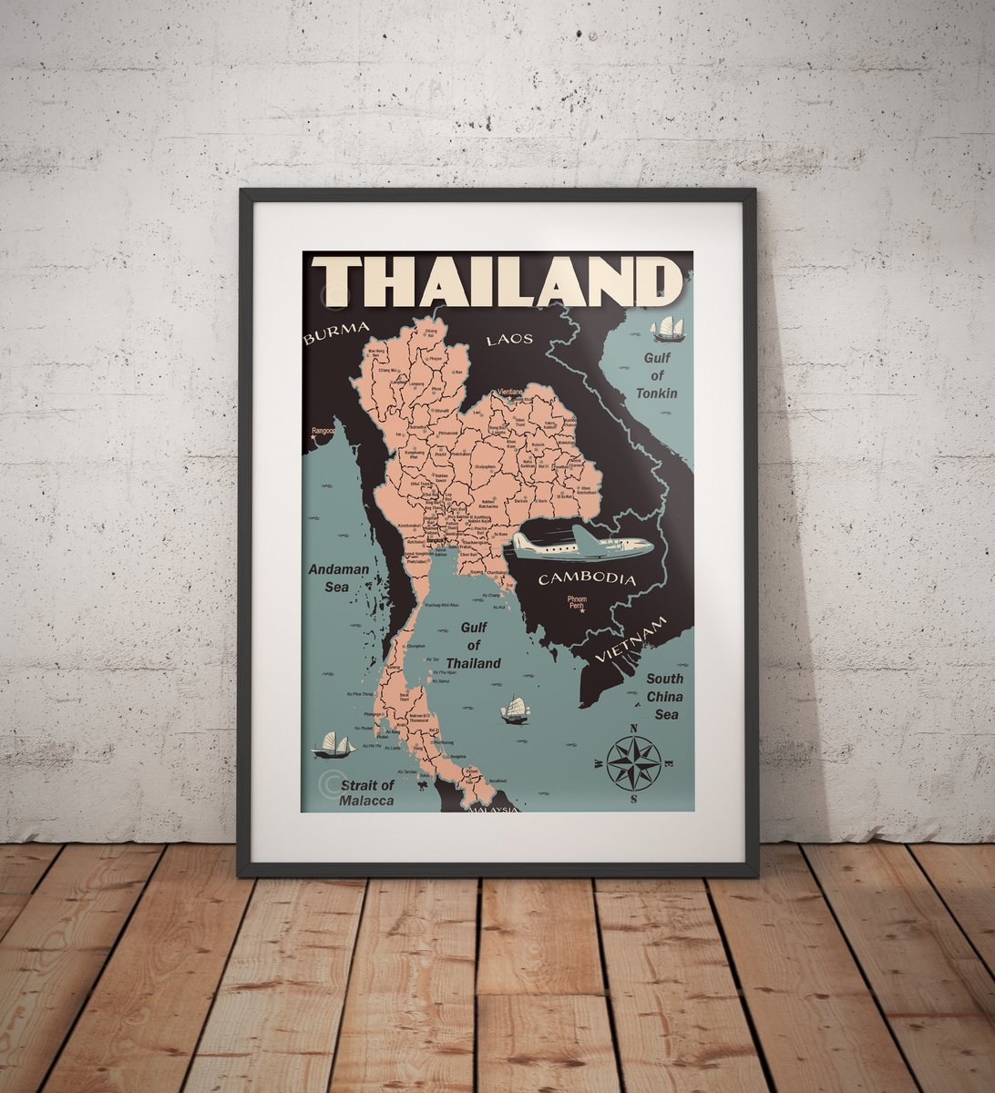 Vintage poster Thailand Map - Fine Art Print | vintage poster