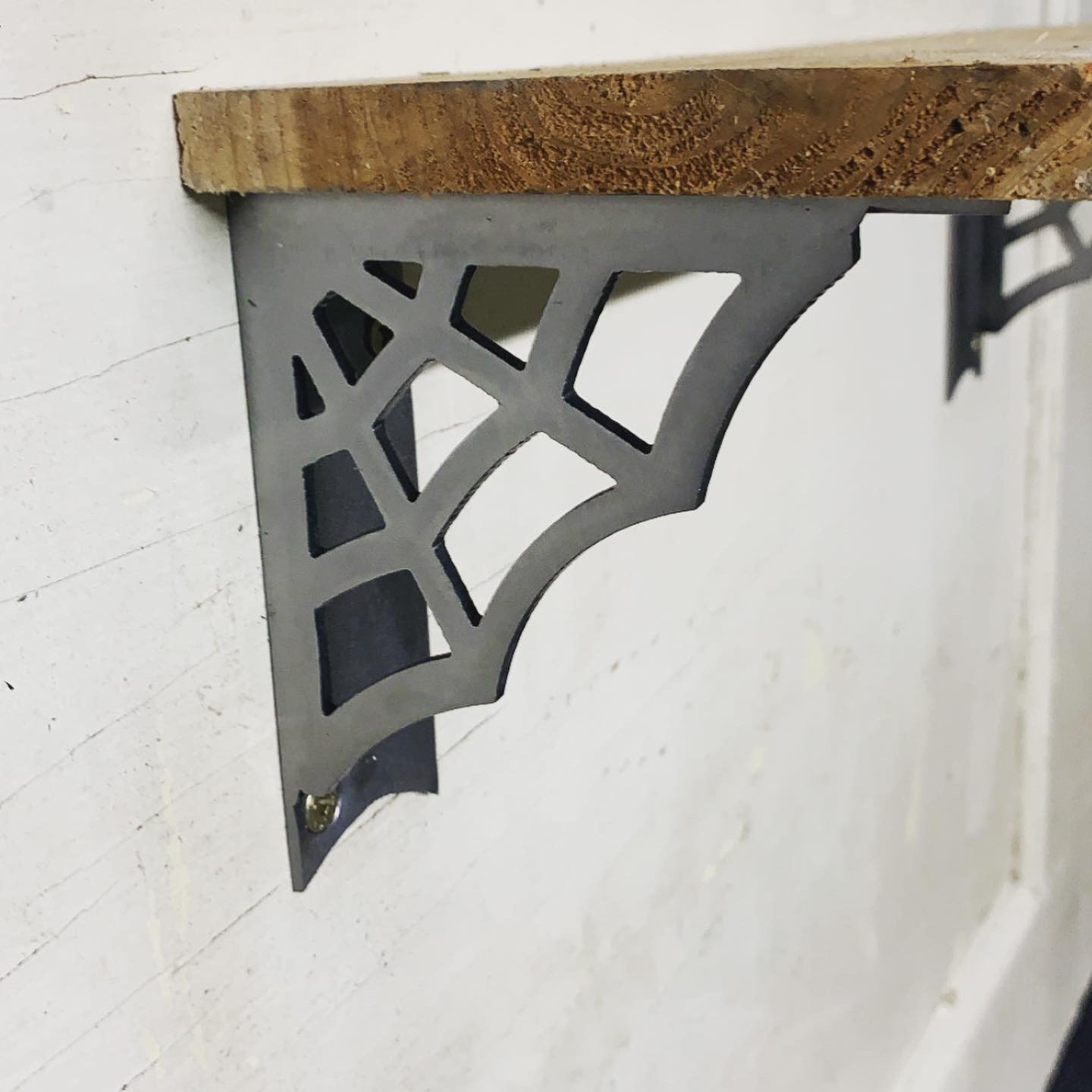 Spider Web shelf bracket Steel Gusset RatRod Rusty Old Antique Harley ...