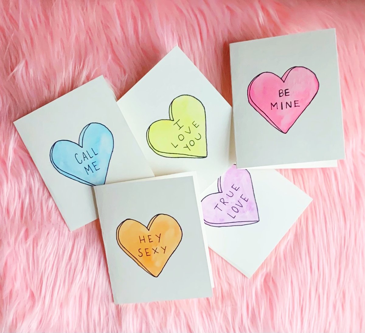 Candy Heart Cards Pack of 5 | Coral Seas Crafts