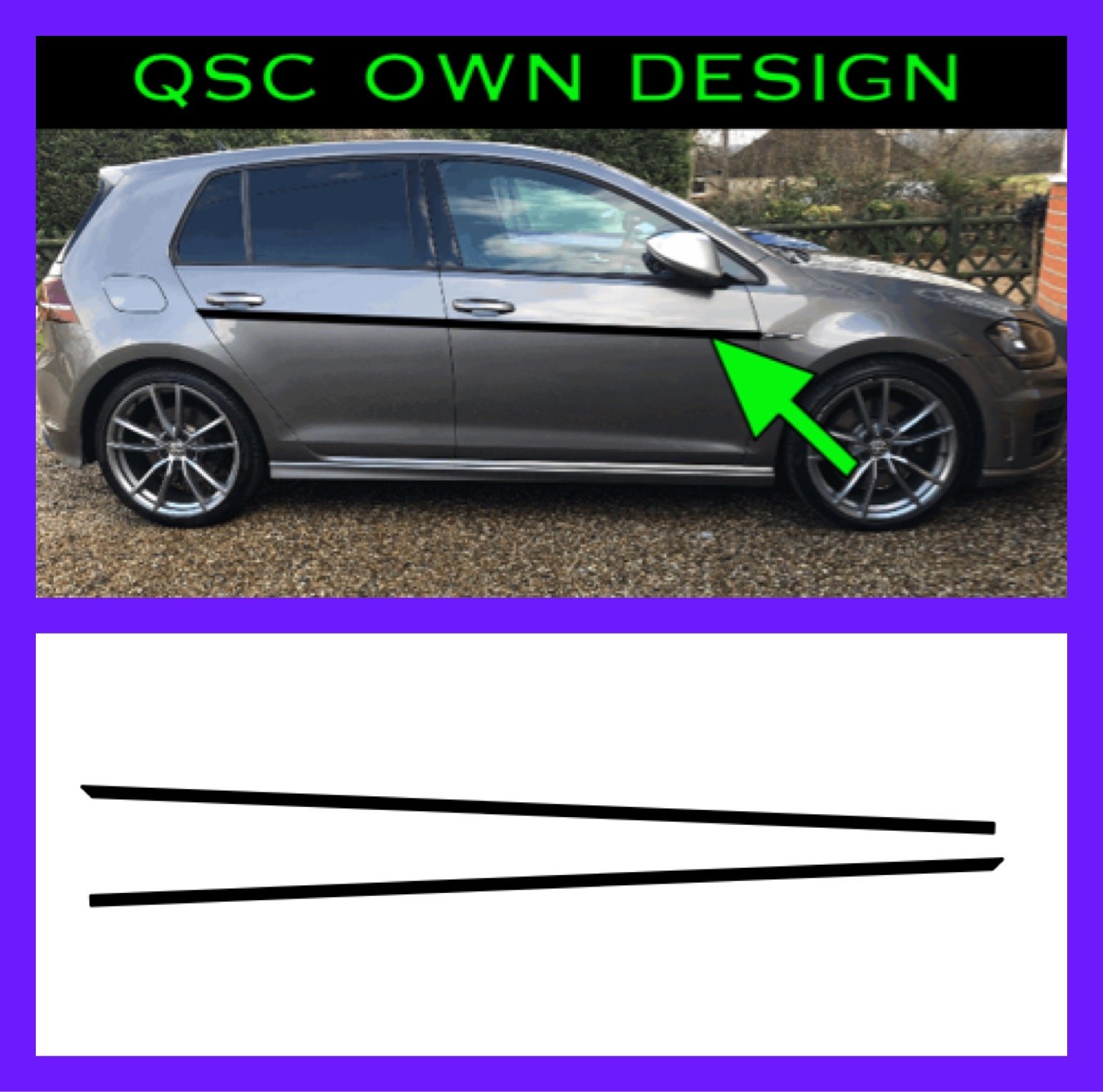 X2 Vw Golf Mk7/7.5 Side Door Stripe Sticker Decal | QsCustom