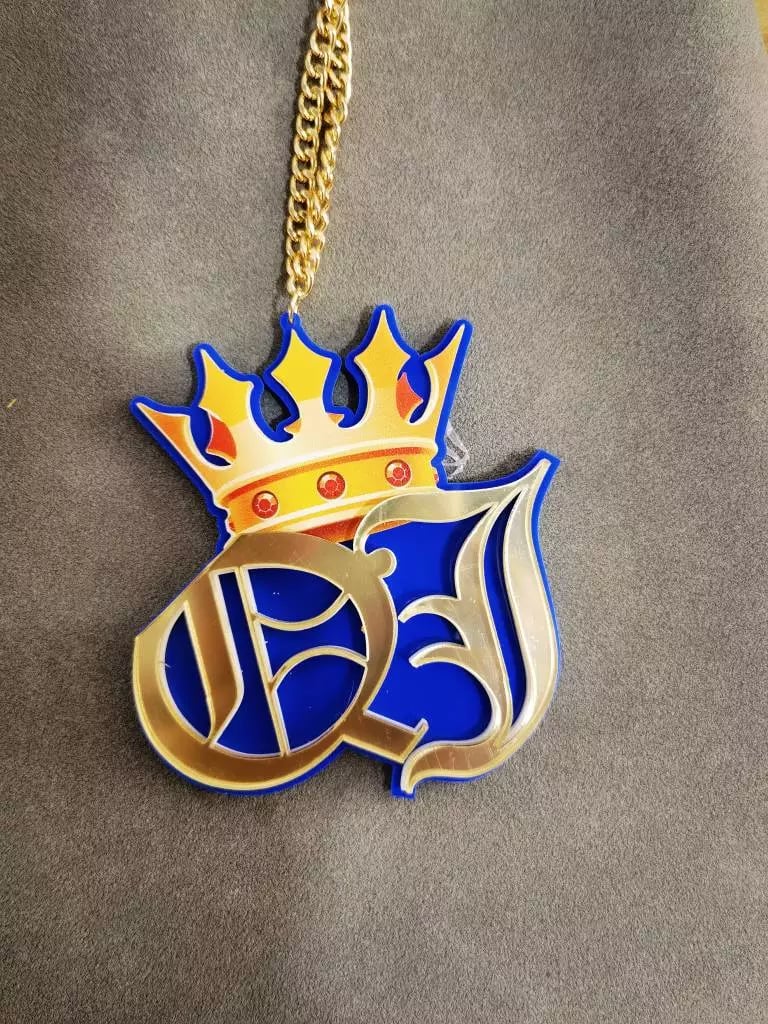 Crown Nameplate Necklace Olde English Font | Beads By TB