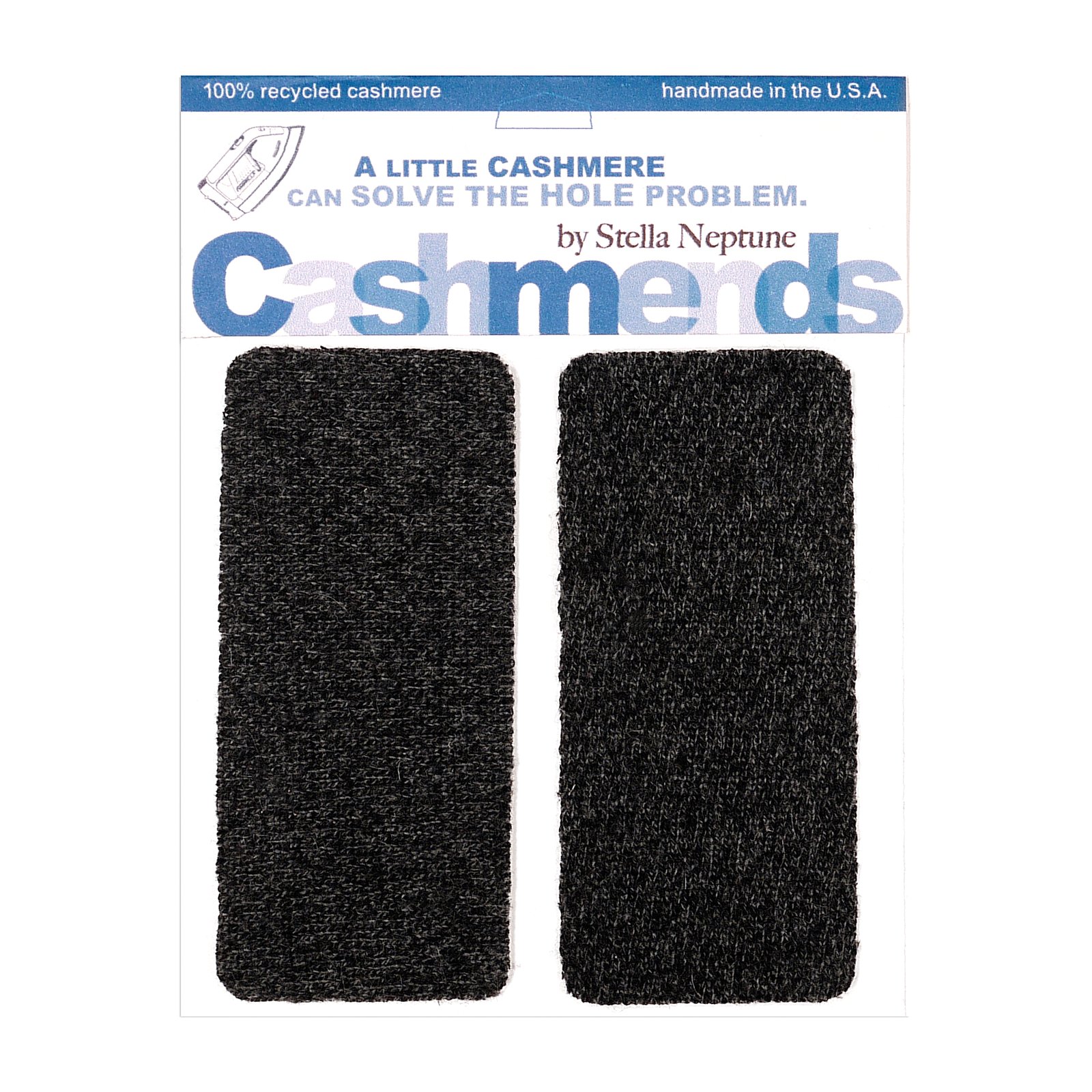 Iron-On Cashmere Elbow Patches - Charcoal Gray / Stella Neptune
