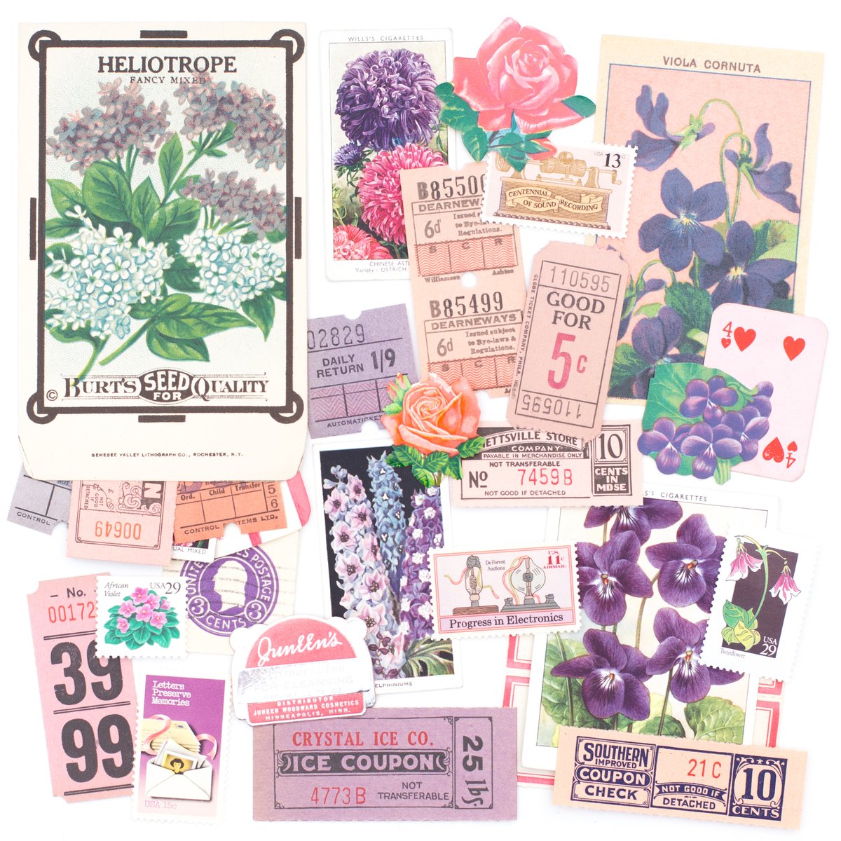 SaturdayAMVintage — Seed Packet with Pink & Purple Ephemera