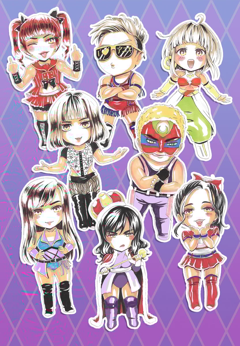 AEW Women's Tournament - Japanese Roster Chibi Stickers (Pack of 8 ...