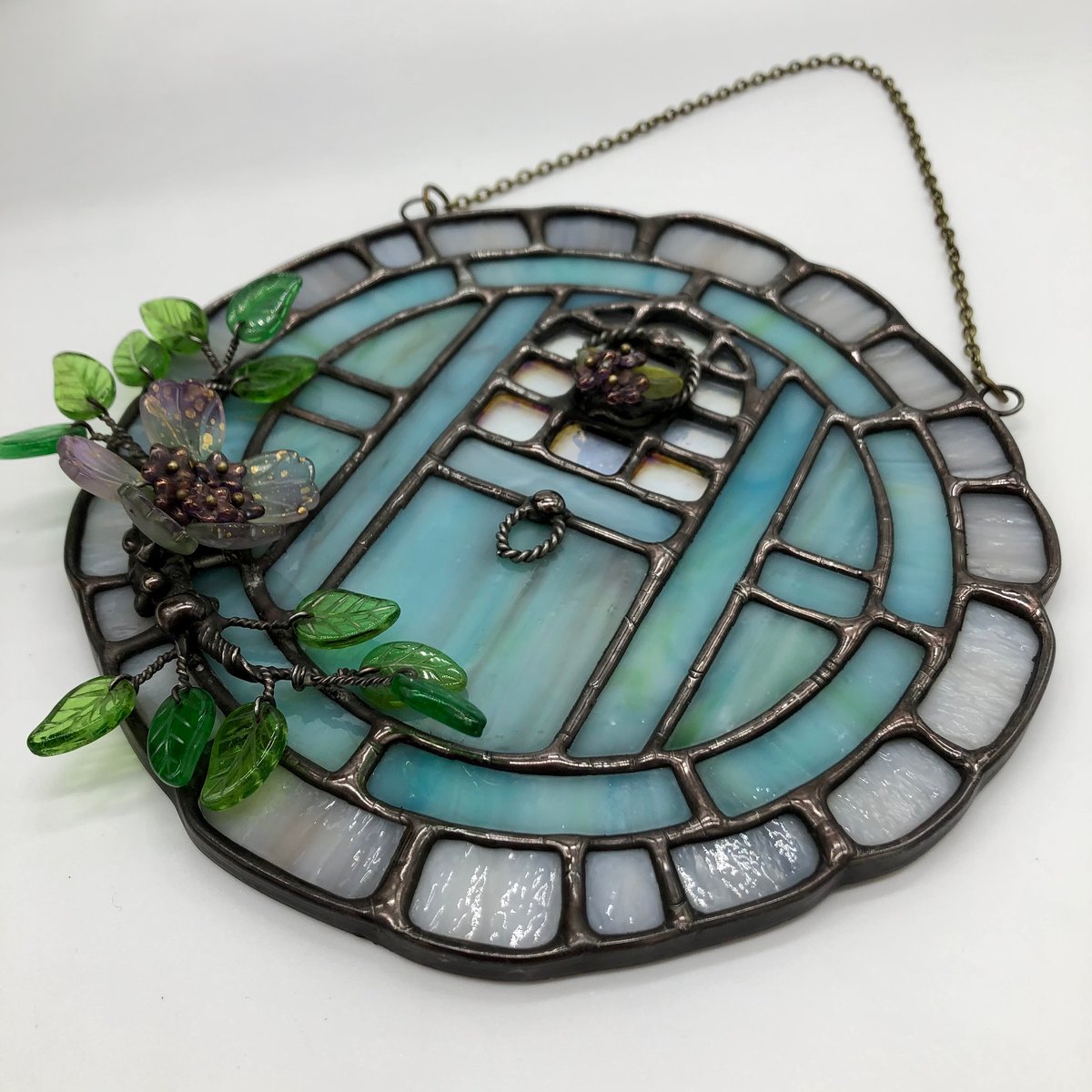 Blue Hobbit House Door | Foiled and Fluxed