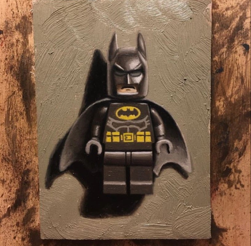 Batman Lego oil painting | Mathew Hurtado Art