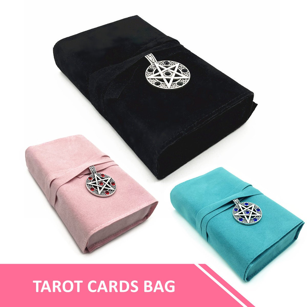 Tarot Pouch Cards Storage Bag Cloth Black Pink Blue Witch Divination ...