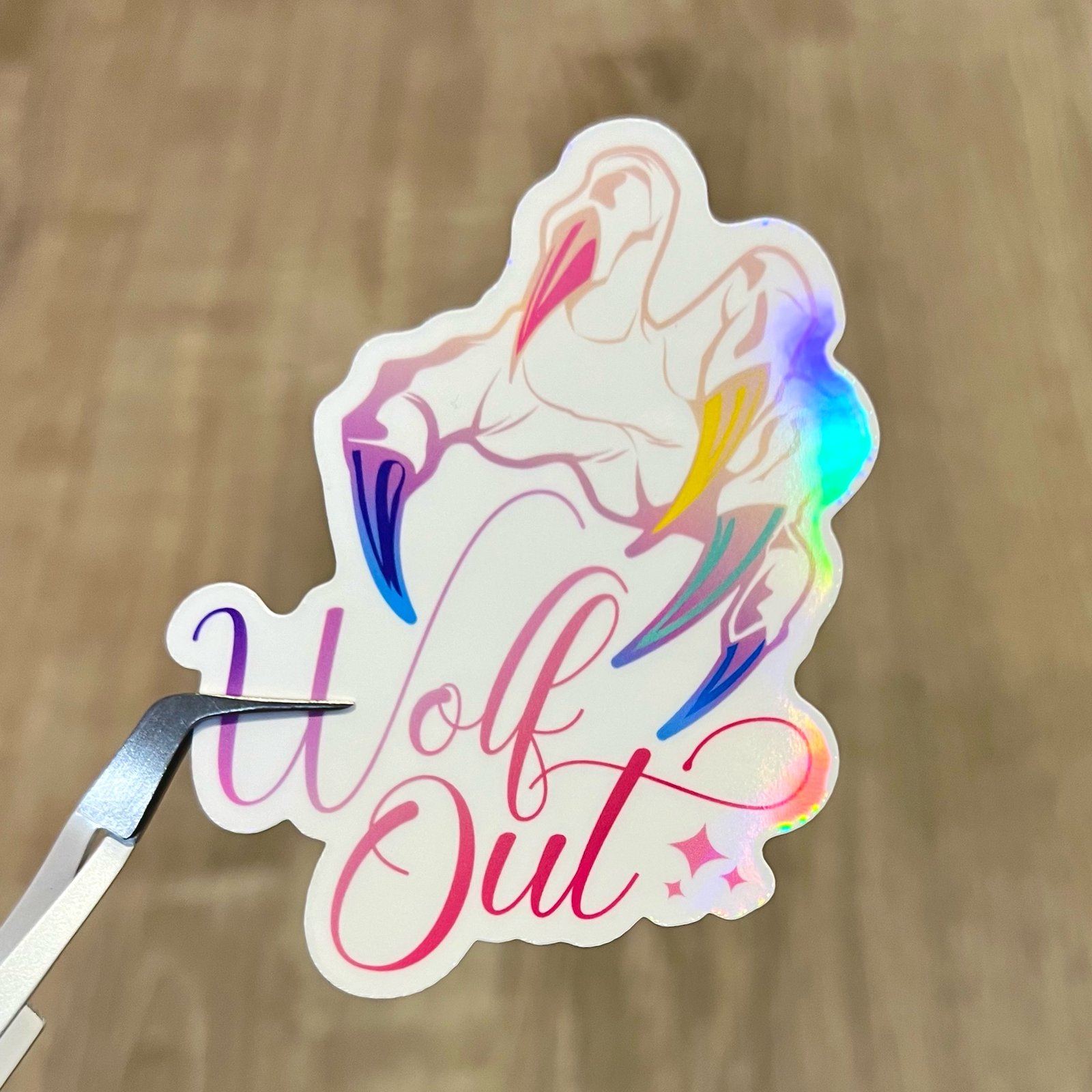 Wolf Out! Rainbow Claw Werewolf Glossy Holographic Sticker | Yue Crafter