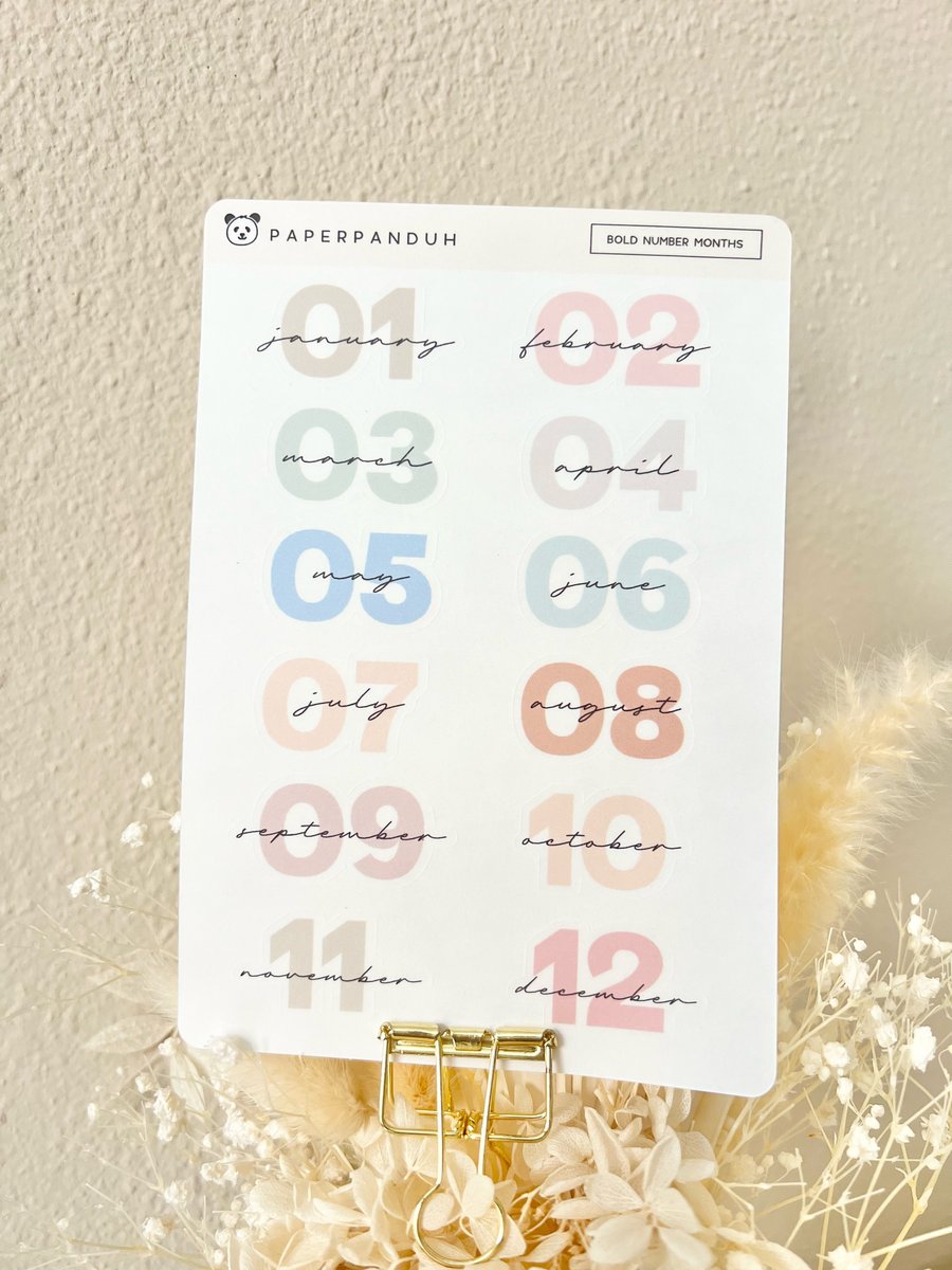 Bold Number Months | paperpanduh